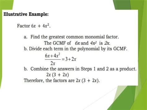 Factoring Polynomial With Common Monomial Factor Pptx Computing Technology And Computing