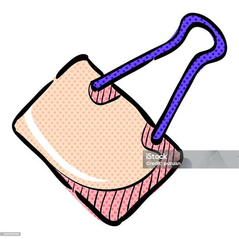 바인더 클립 하프 톤 아이콘 손으로 그린 색상 벡터 일러스트 레이 션 0명에 대한 스톡 벡터 아트 및 기타 이미지 0명 교육 금속 Istock