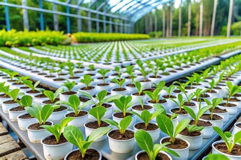 Hydroponic Tree Nursery For Soil Free Afforestation Stock Illustration