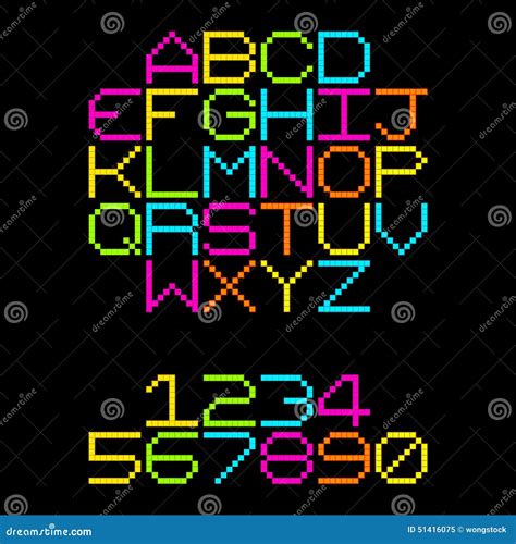 8 Bit Pixel Retro Neon Alphabet Letters Eps8 Vector 51416075