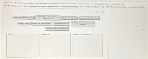 Solved The Greater Earths Total Human Population The