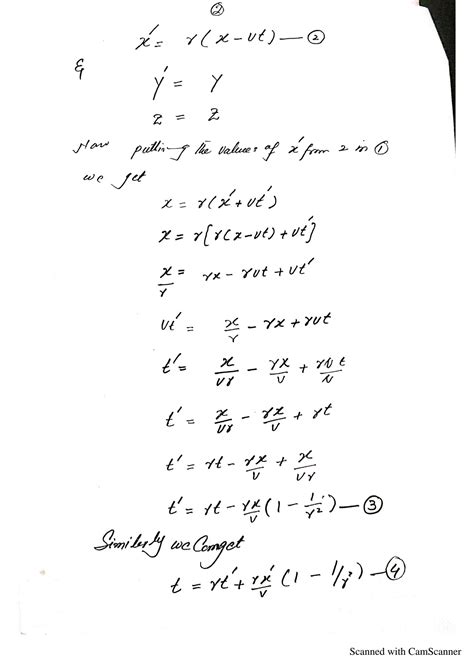 Solution Lorentz Transformation Lorentz Transformation Equations