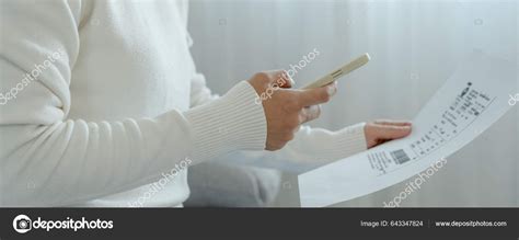 Woman Use Phone Scan Barcode Codes Pay Credit Card Bill Stock Photo Shisuka