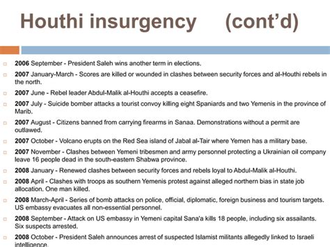Yemen Conflict Timeline Ppt