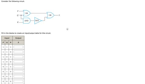 solved consider the following circuit fill in the blanks to