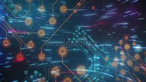 Circuit Board And Data Flow Animation Over Abstract Digital Background Stock Footage Video Of