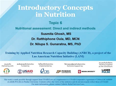 PPT Of Learning Module 6 Nutritional Assessment Direct And Indirect Methods SUN CSA Laos