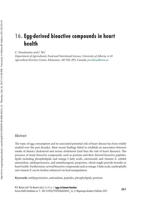 Pdf Egg Derived Bioactive Compounds In Heart Health