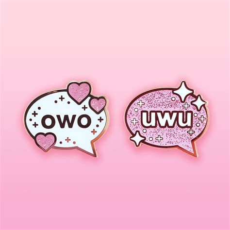 Owo Uwu Emote Kaomoji Rose Gold Hard Enamel Pin Cute And Kawaii Ts
