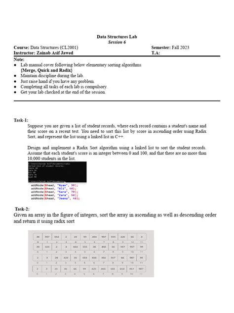 Dsa L6 Advanced Sorting Algorithms Merge Quick Radix Sort Pdf