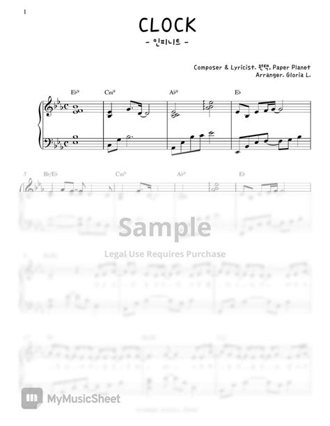 인피니트 Infinite Clock Piano Sheet By Gloria L 악보