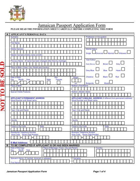 Jamaican Passport Application Form Jamaica