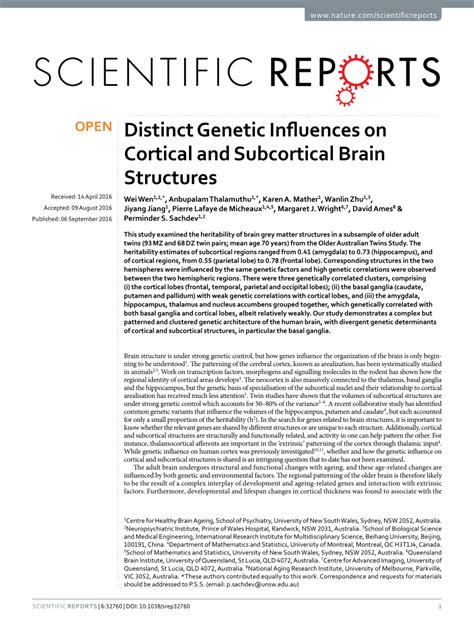 Pdf Distinct Genetic Influences On Cortical And Subcortical Brain Structures