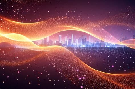 Premium Photo Abstract Waving Particle Technology Background