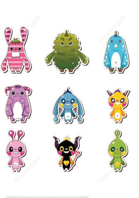 Наклейки монстрів для друку Вироби з паперу для дітей