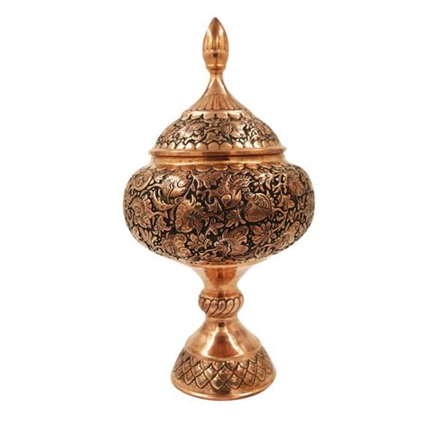 گزخوری قلم زنی پایه دار گل و مرغ قرمز 40 Cm حامی بازار فروش صنایع دستی زندانیان