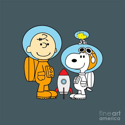 Charlie Brown And Snoopy In Space Drawing By Kimberly A Gibbs Pixels
