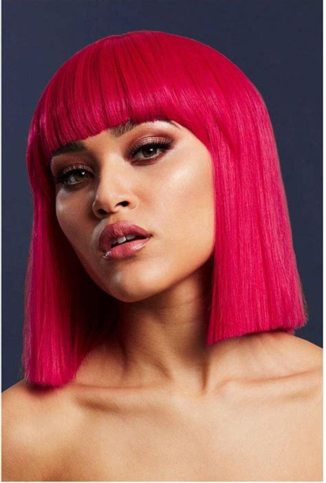 Smiffys Fever Lola Wig Magenta Pink • Se Priser Nu