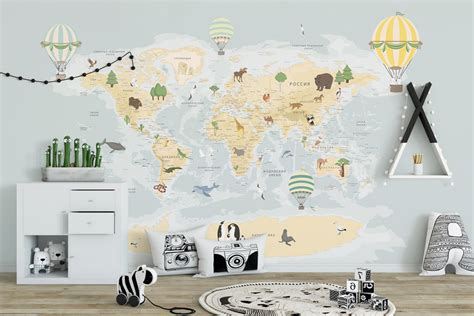 Обои карта мира с флагами