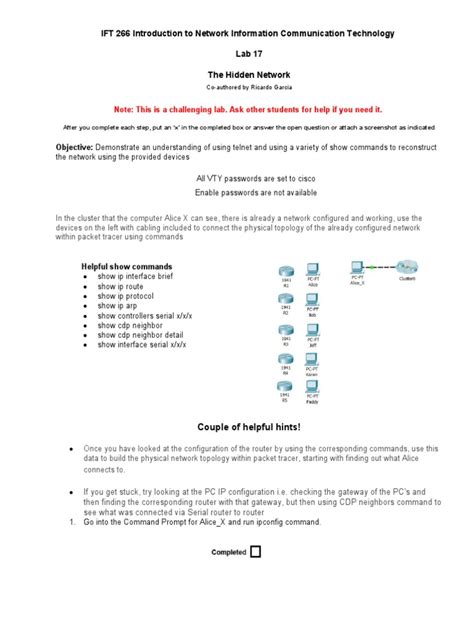 Ift 266 Introduction To Network Information Communication Technology Lab 17 The Hidden Network