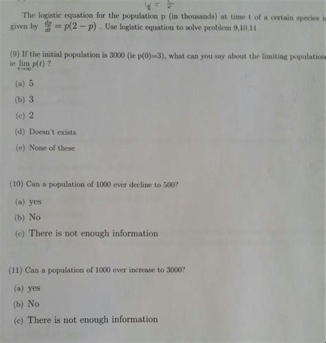Solved The Logistic Equation For The Population P In
