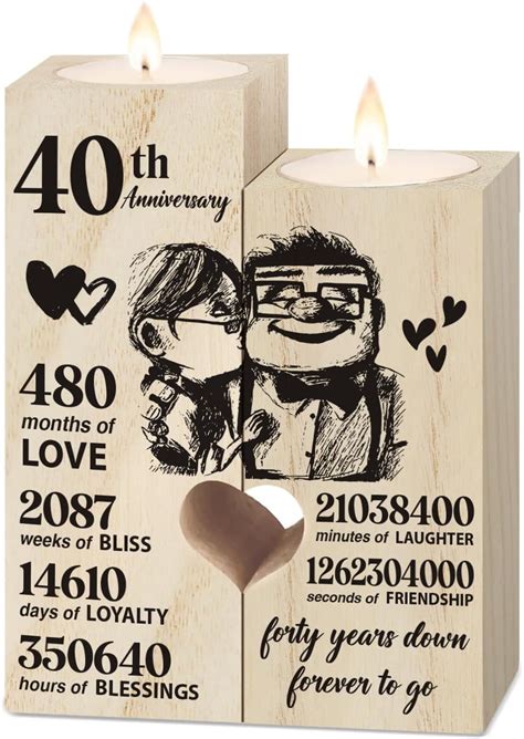 40th Ruby Anniversary Wedding Gifts For Wife Couples Gift Candlestick Forty Years Wedding
