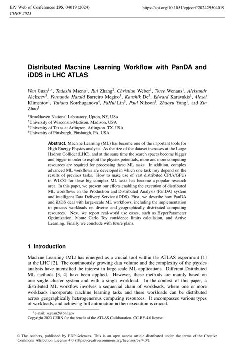 Pdf Distributed Machine Learning Workflow With Panda And Idds In Lhc Atlas