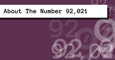 About The Number 92021