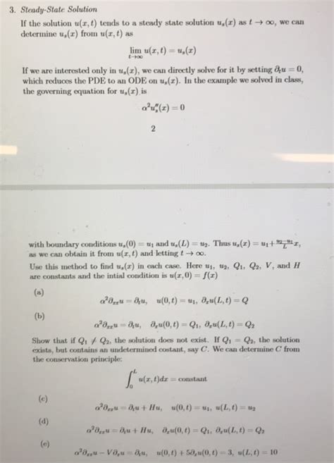 Solved Steady State Solution If The Solution U X T Chegg Com