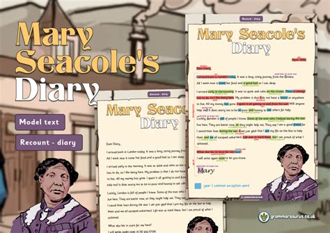 Year 1 Model Text Diary Entry Mary Seacoles Diary Grammarsaurus