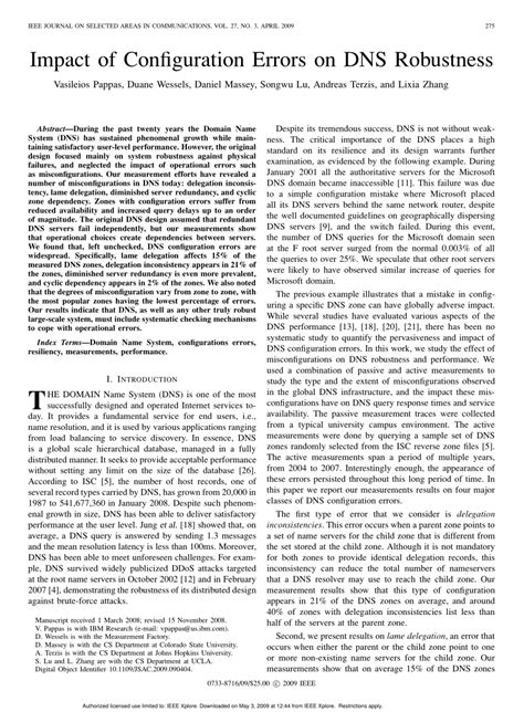 pdf impact of configuration errors on dns robustness