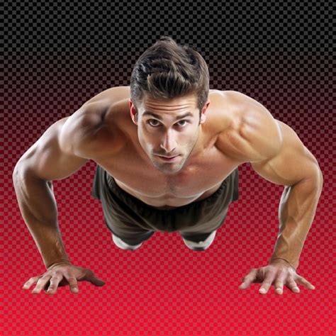 Premium PSD Man Doing Push Ups On Transparent Background