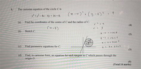 Circle And Parametric Curves Q R 6thform