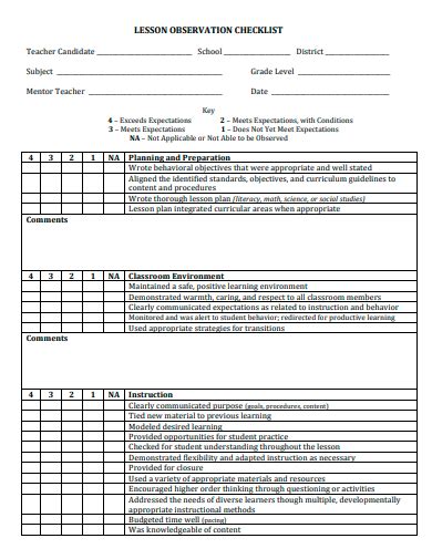 Free 20 Observation Form Samples In Pdf Ms Word