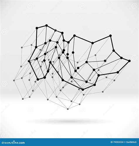 Abstract 3d Wireframe Shape With Connected Structure Stock Vector Illustration Of Digital