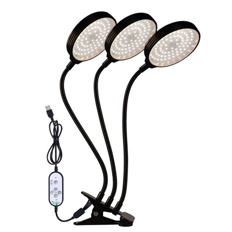 Led 식물 성장 램프 Usb 원격 제어 클립 방수 전체 스펙트럼 자연 흰색 묘목 심기 빛 전원 45w 3 헤드