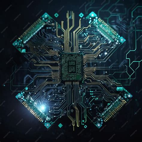 Advanced Technology Concept Visualization Circuit Board Cpu Processor Microchip Premium Ai