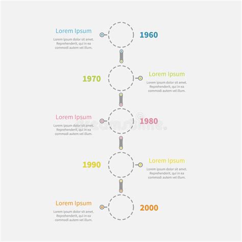Timeline Vertical Ribbon Infographic With Empty Dash Line Circles And
