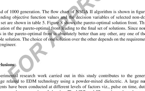 Graphical Representation Of Pareto Optimal Front For Objectives Mrr And