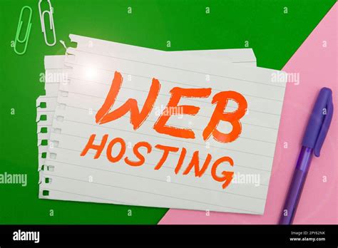 Sign Displaying Web Hosting Word Written On The Activity Of Providing Storage Space And Access