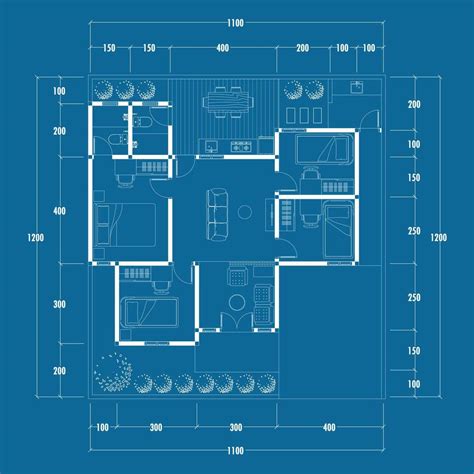 Floor Plan Blueprint Figure Of The Jotting Sketch Of The Construction