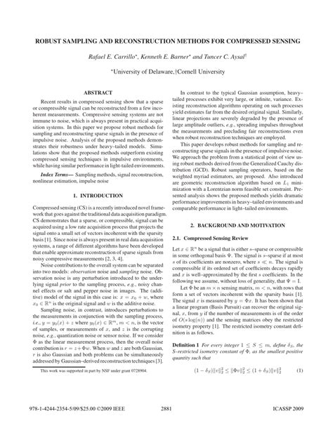 Pdf Robust Sampling And Reconstruction Methods For Compressed Sensing