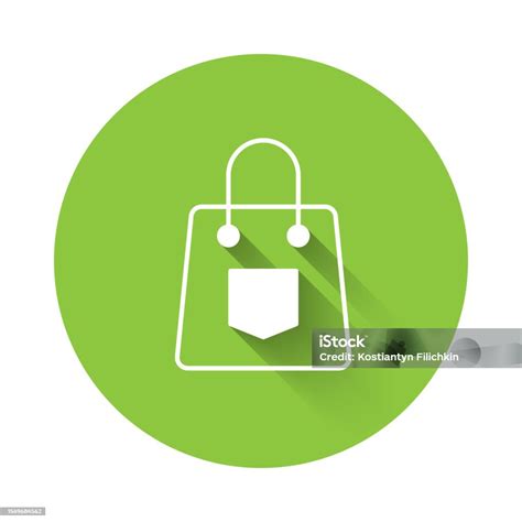 흰색 핸드백 아이콘은 긴 그림자 배경으로 분리되어 있습니다 여성 핸드백 기호입니다 글래머 캐주얼 수하물 심볼 녹색 원 버튼 벡터 0명에 대한 스톡 벡터 아트 및 기타 이미지
