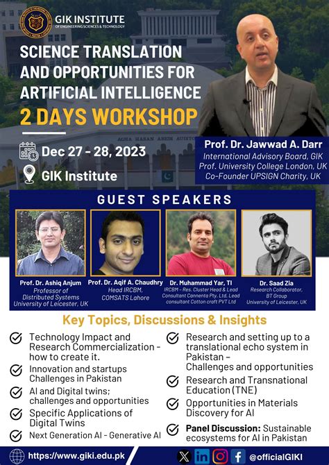 2 Days Workshop Science Translation And Opportunities For Artificial Intelligence Ghulam