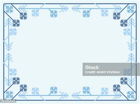 아트 라인 스타일의 눈송이가 있는 겨울 프레임 인사말 카드 초대장 및 전단지에 대 한 크리스마스 프레임 디자인 축제 크리스마스와 새해 국경 벡터 그림 0명에 대한 스톡 벡터