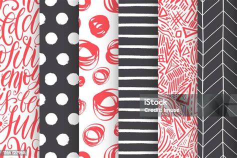 추상 손으로 그린 기하학적 간단한 최소한의 완벽 한 패턴 설정 합니다 폴카 도트 줄무늬 파도 랜덤 기호 텍스처입니다 벡터 일러스트 가능성에 대한 스톡 벡터 아트 및 기타