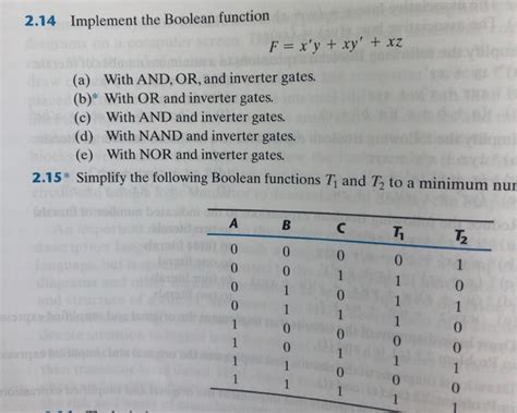 Solved 214 Implement The Boolean Function F Xy Xy