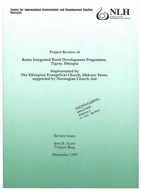 Project Review Of Rama Integrated Rural Development Programme Tigray