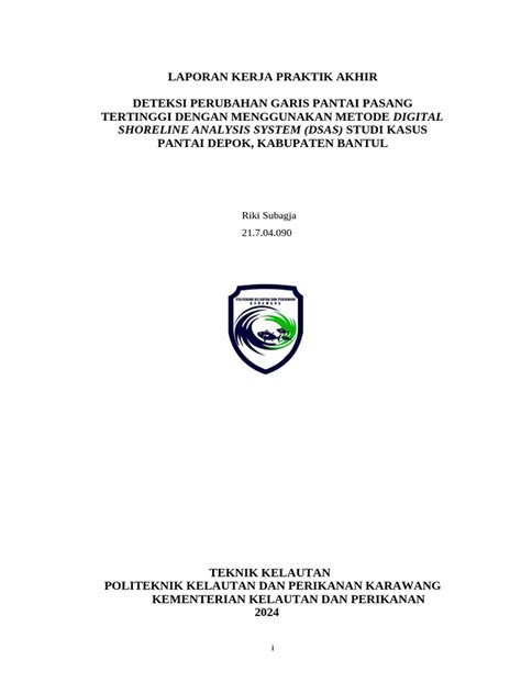 Laporan Kerja Praktik Akhir Deteksi Perubahan Garis Pantai Pasang Tertinggi Dengan Menggunakan