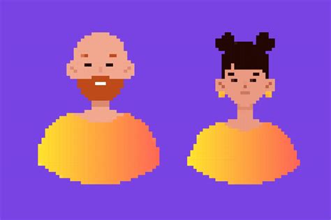 Avatar Pixel Characters Of Man And Woman Human Pixel Face 48103499 Vector Art At Vecteezy